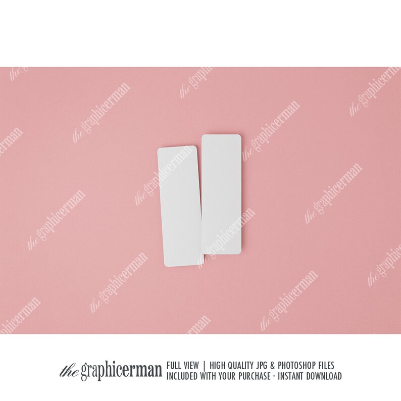 2 Bookmarks Mockup, 2x6 Inch Bookmark Mockup, Smart Object, Minimal ...