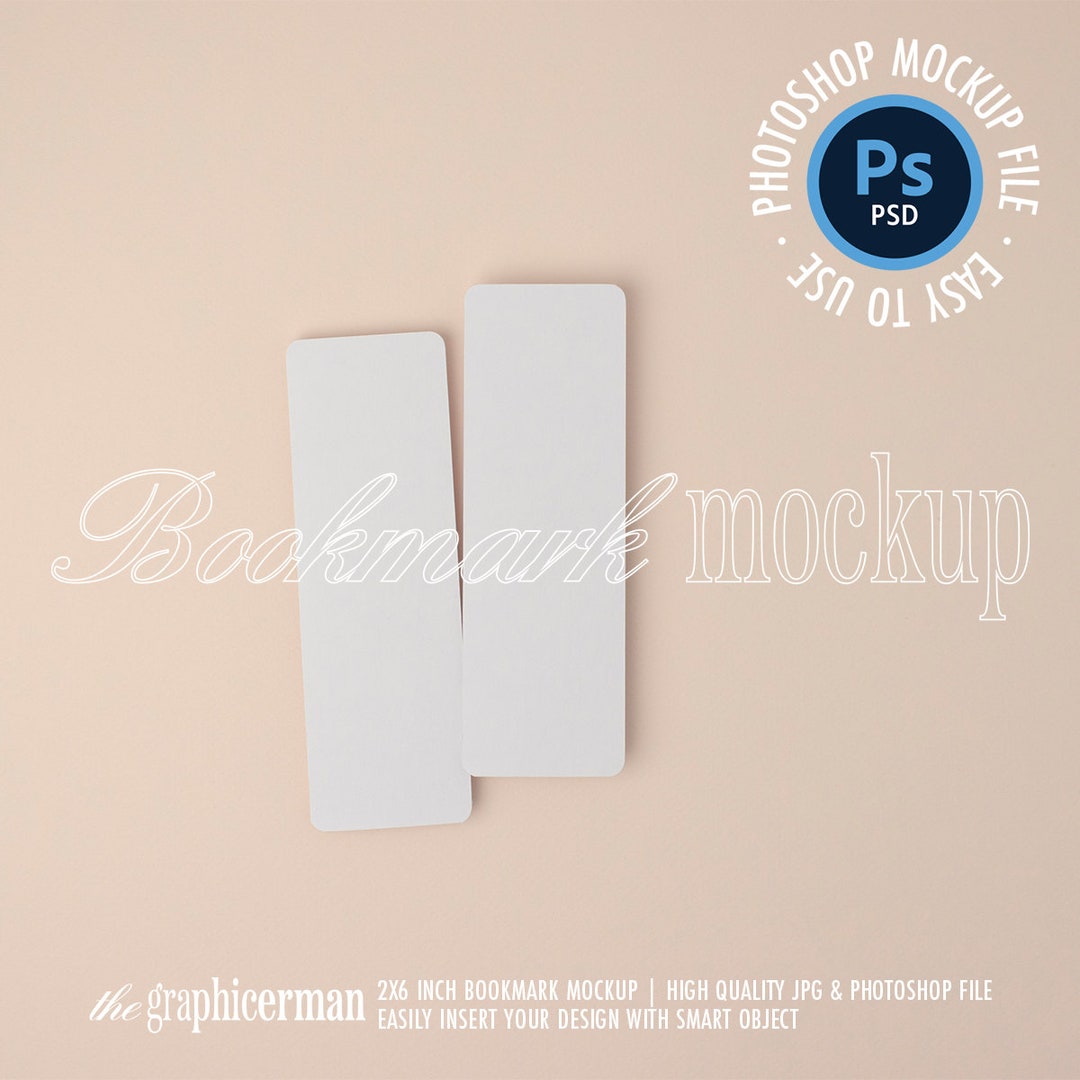 2 Bookmarks Mockup, 2x6 Inch Bookmark Mockup, Smart Object, Minimal ...