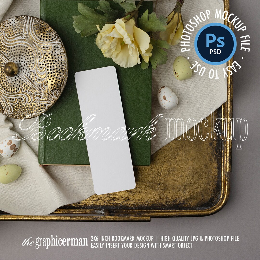 Bookmarks Mockup, 2x6 Inch Bookmark Mockup, Vintage Card Mockup, Smart ...
