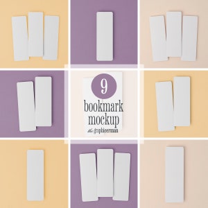 9 Bookmark Mockup Bundle, 2x6 Inch Bookmark Mockup, Smart Object ...