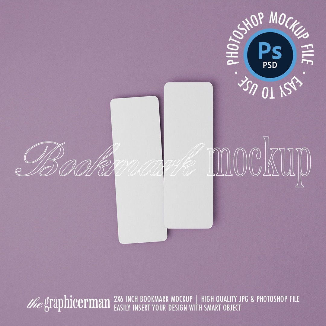 2 Bookmarks Mockup, 2x6 Inch Bookmark Mockup, Smart Object, Minimal ...