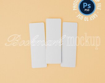 3 Bookmarks Mockup, 2x6 Inch Bookmark Mockup, Smart Object, Minimal ...