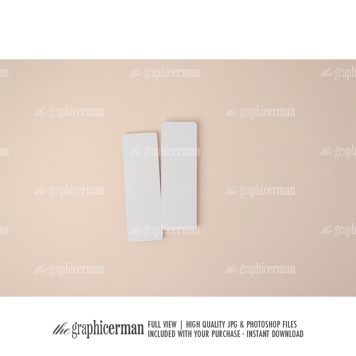 2 Bookmarks Mockup, 2x6 Inch Bookmark Mockup, Smart Object, Minimal ...