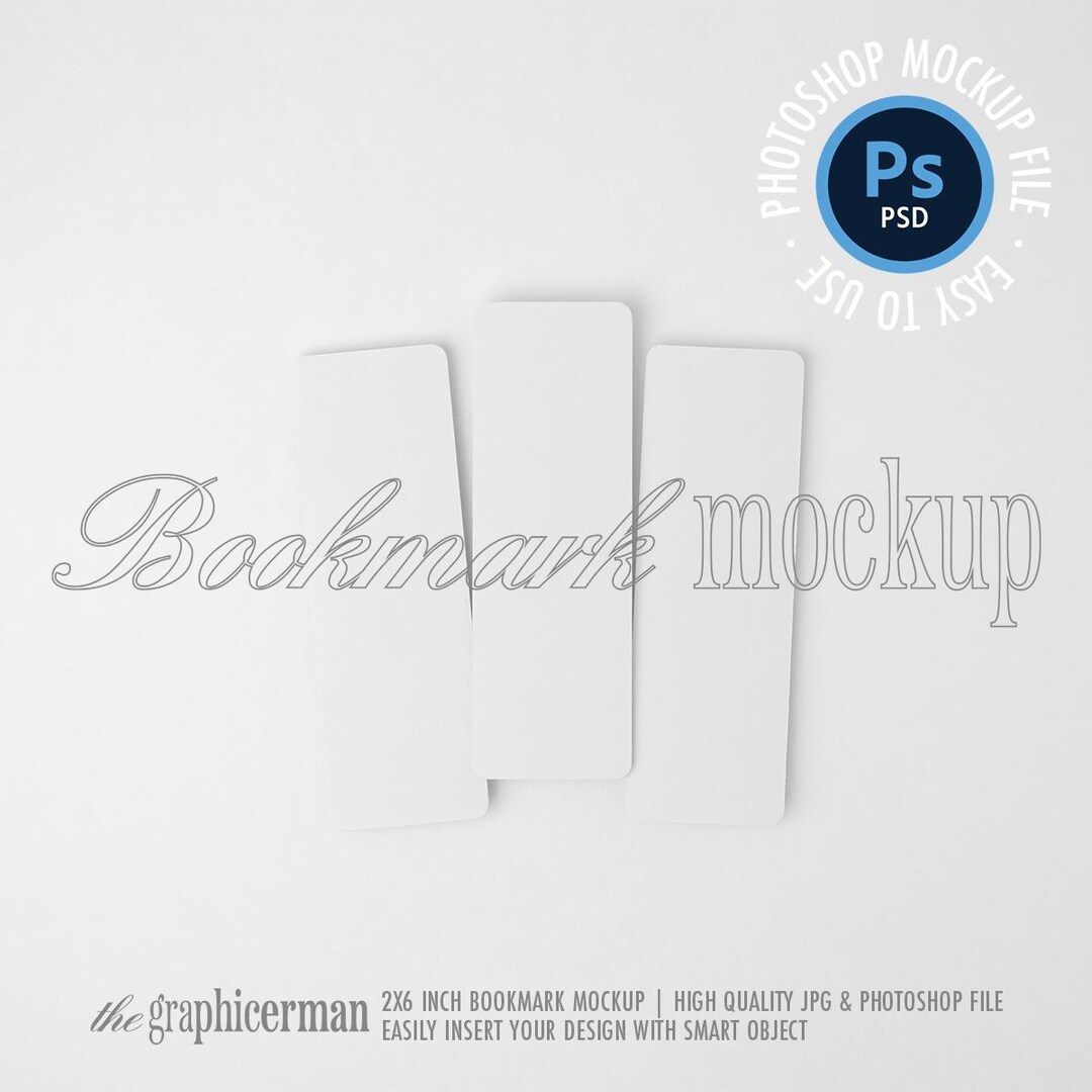 3 Bookmarks Mockup, 2x6 Inch Bookmark Mockup, Smart Object, Minimal ...