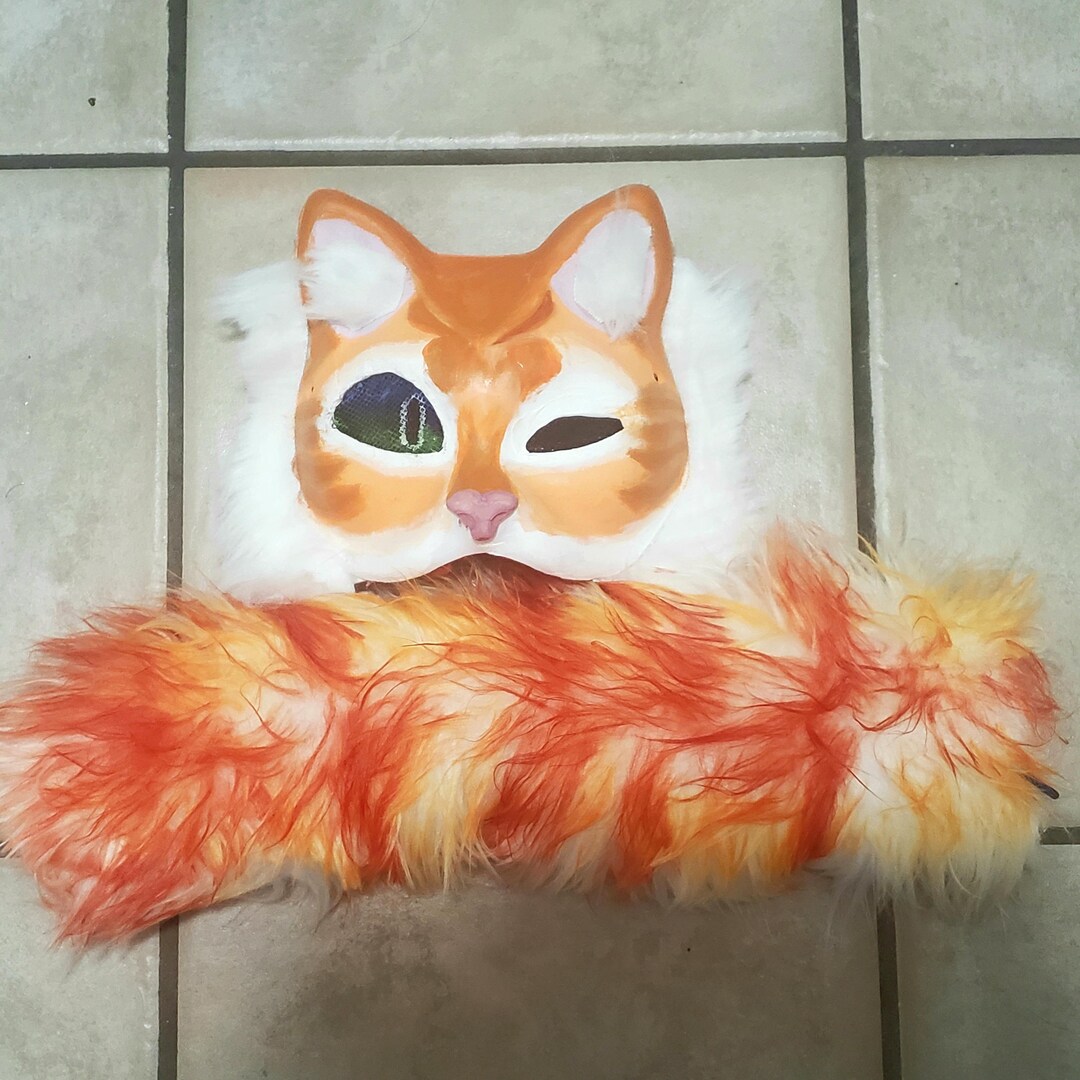 RESERVED Orange/ginger Cat Therian Mask and Tail - Etsy