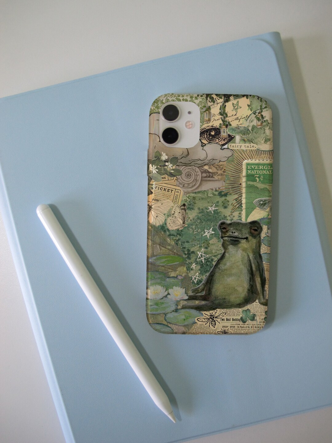 Cottagecore Phone Case Collage Cute Frog Green Toad Case for iPhone 15 ...