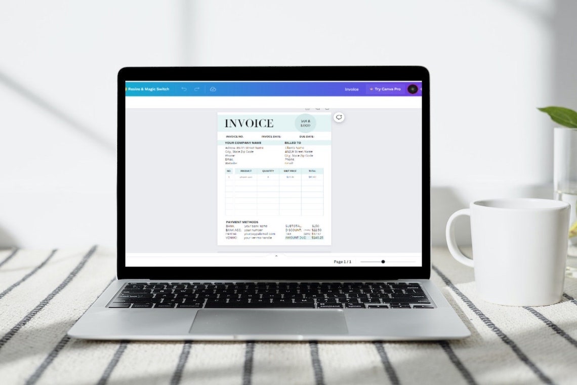 Invoice Printable Template Small Business Invoice Sheet Canva Template ...