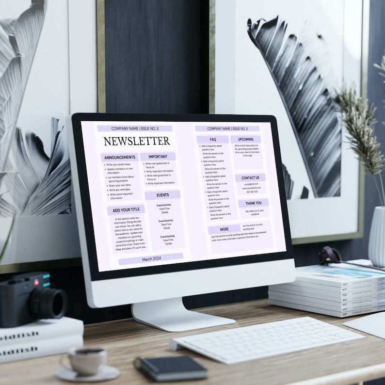 Newsletter Template Small Business Editable Canva Monthly Newsleetter ...