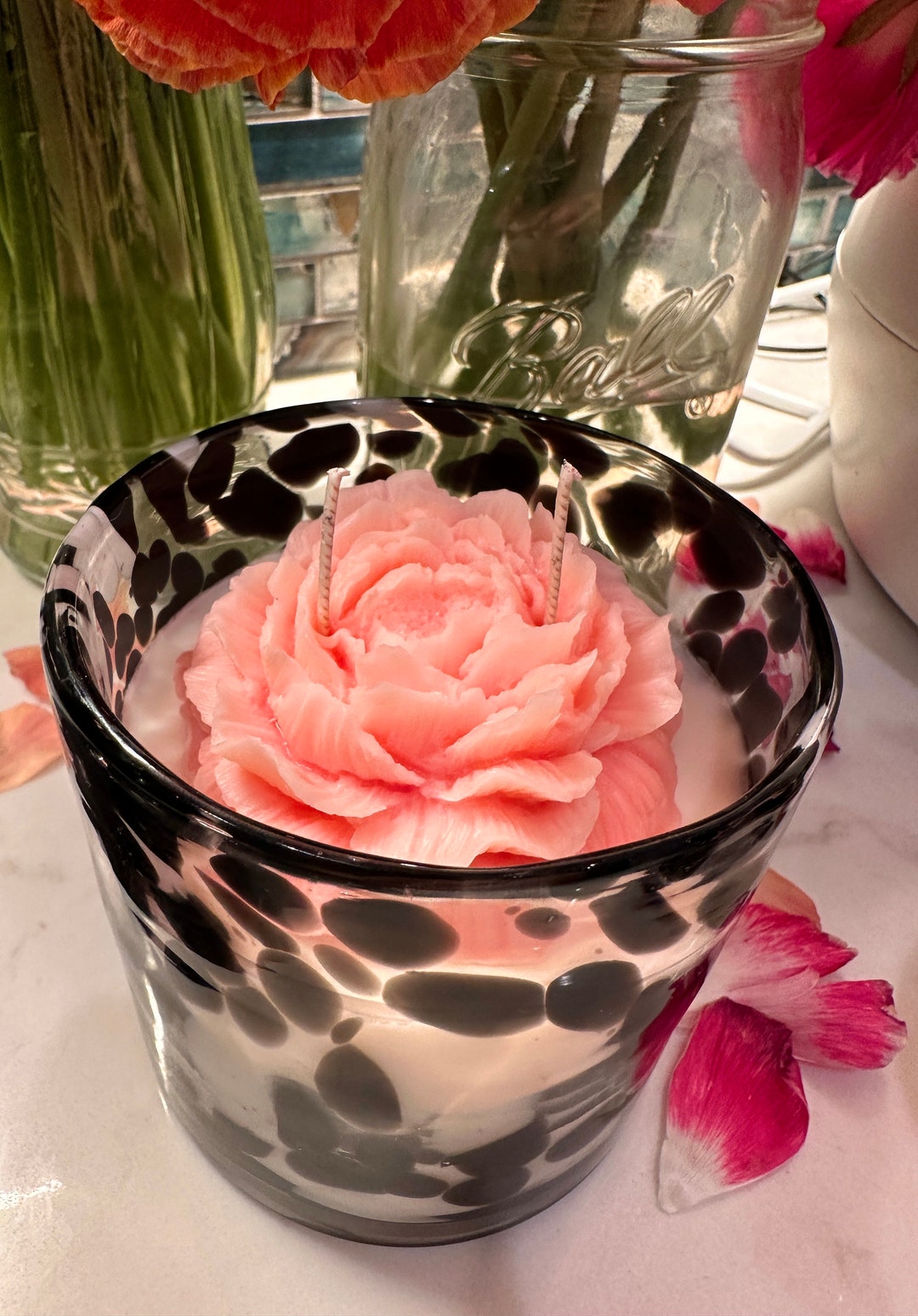 Allure Light Pink Peony Flower-shaped Candle Delicate Floral Scent ...
