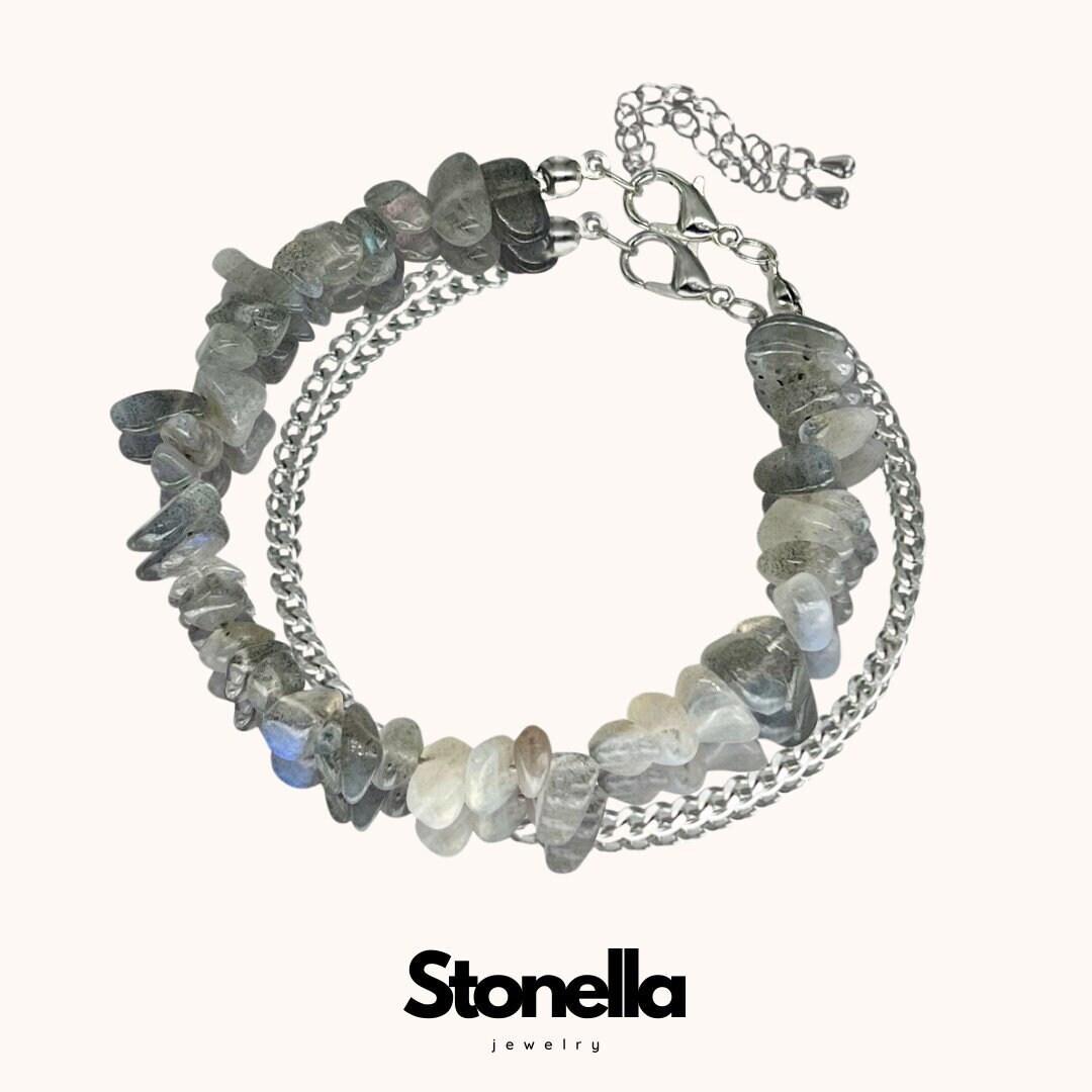 Misty Dawn Bracelet: Moonstone & Grey Stones, Calm Energy, Serene ...