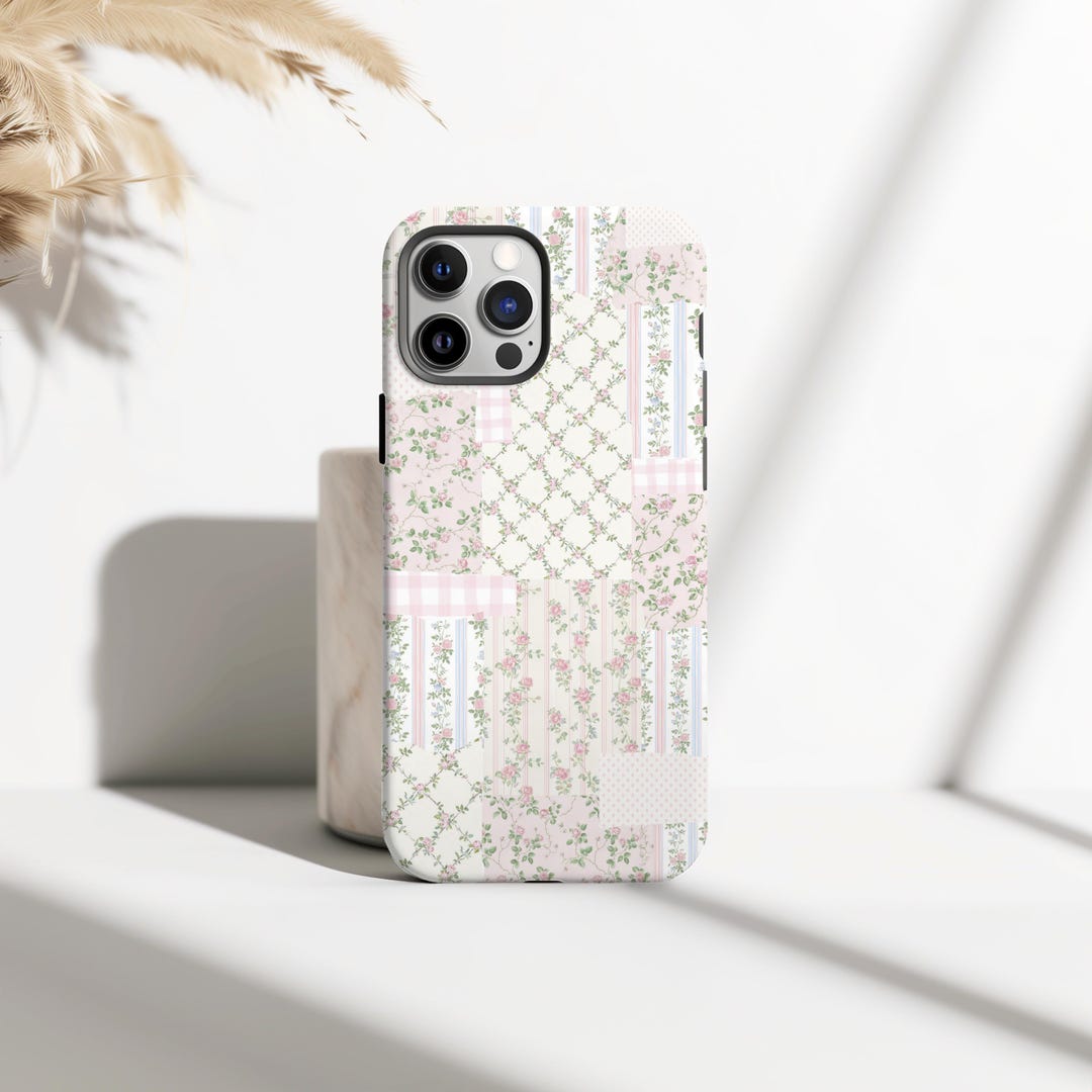 Lacey Quilt iPhone 15 Pro Case Pink Vintage Roses Girlie Coquette ...