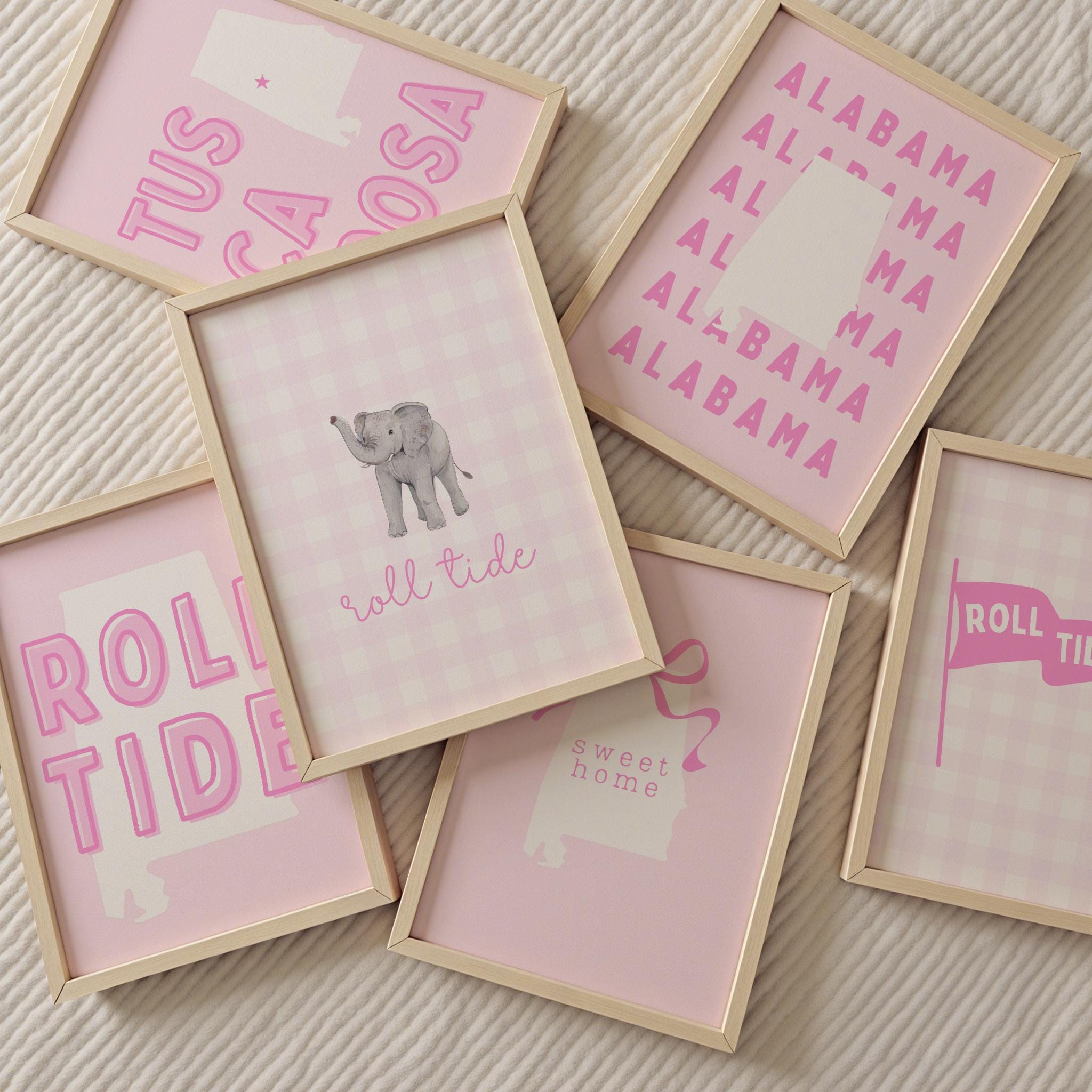 Set of 30 University of Alabama Dorm Wall Art Pink Digital Prints Bama ...