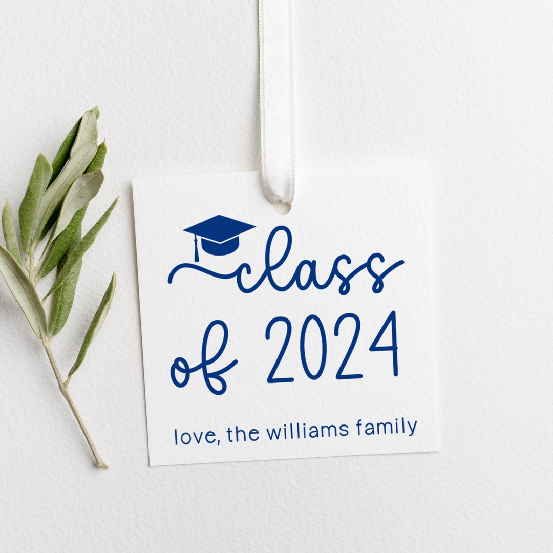 PRINTED Personalized Graduation Gift Tag, Class of 2024, Custom Grad ...