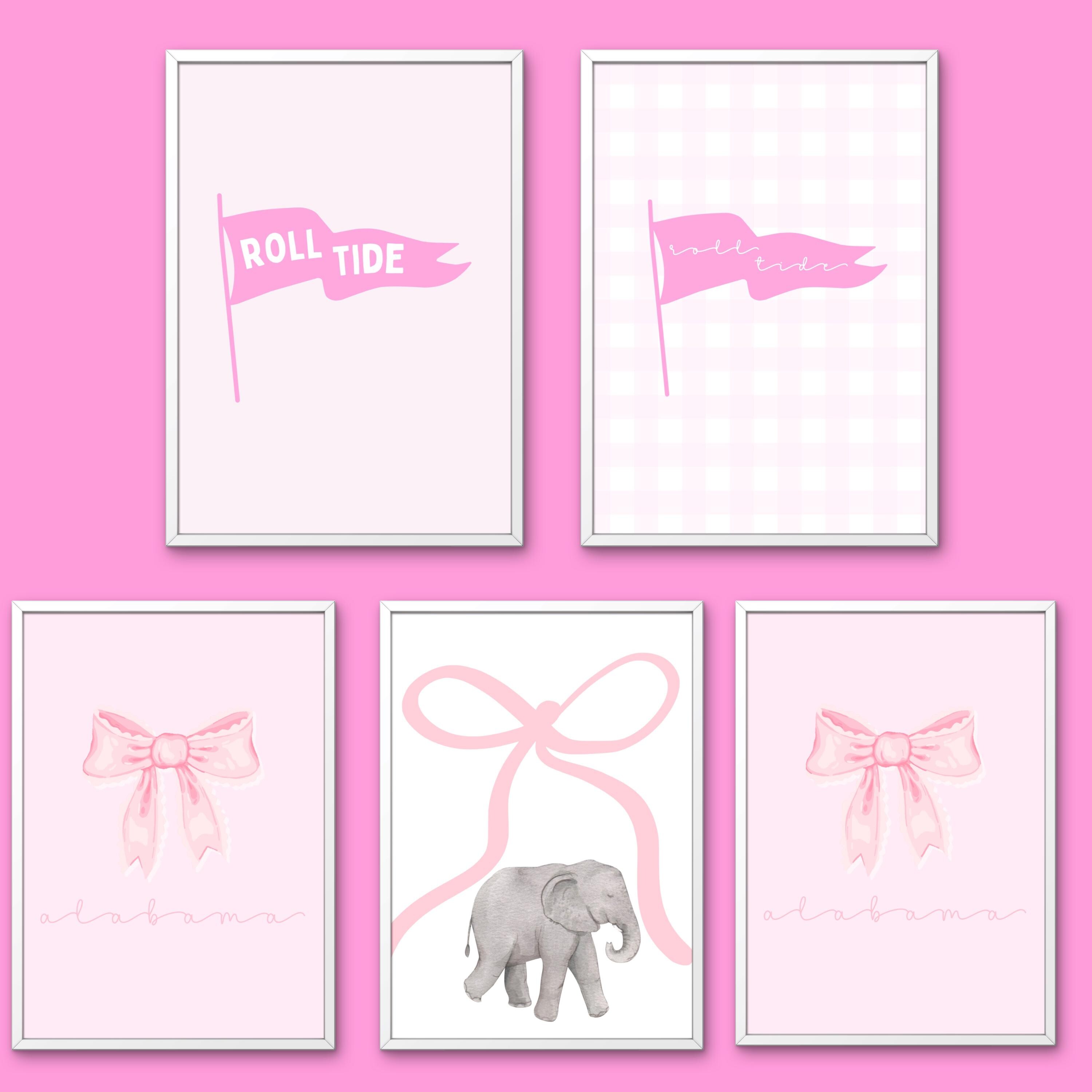 Set of 30 University of Alabama Dorm Wall Art Pink Digital Prints Bama ...