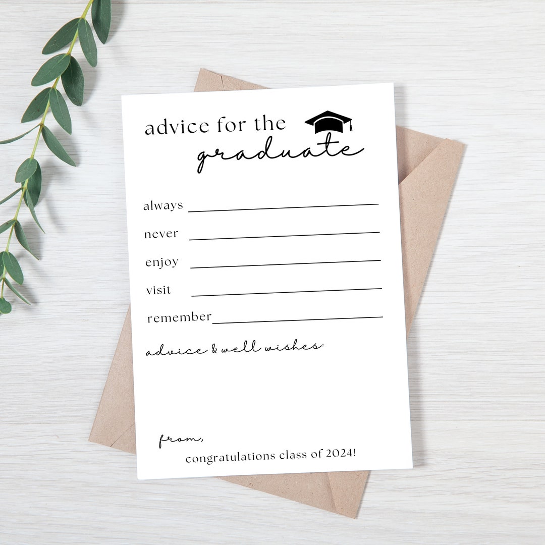 Instant Download Graduate Advice Cards Minimalist Graduation Sign ...