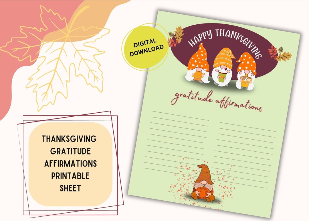 Gratitude Affirmations Printable Thanksgiving Fill Out Sheet - Etsy