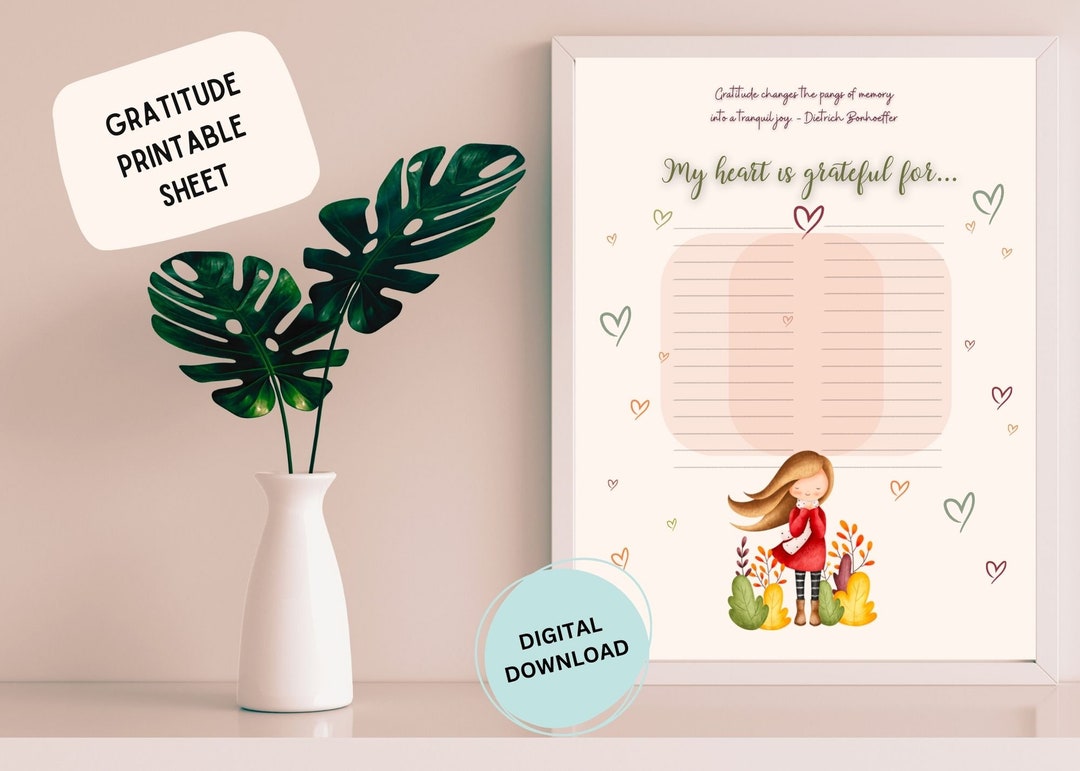 Gratitude Printable - My Heart is Grateful for - Digital Download ...