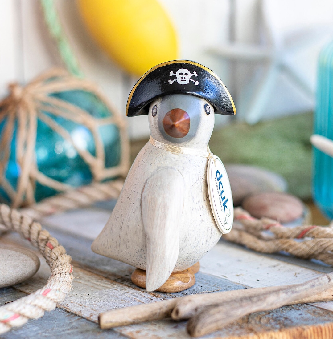 Hand Carved Bamboo Penguin Pirate Figurine - Etsy