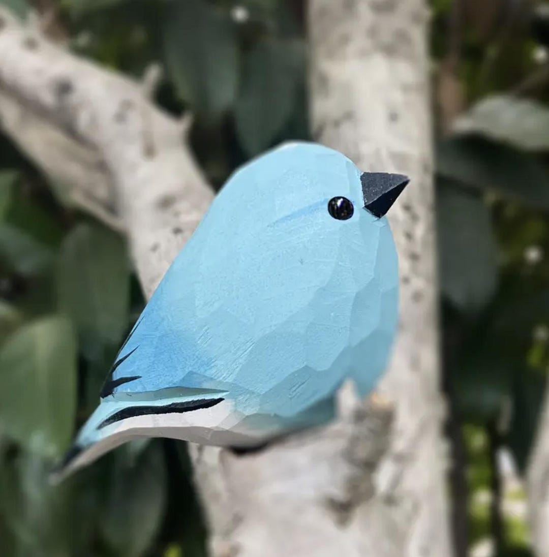 Hand Crafted Wooden Blue Robin - Etsy