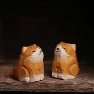 Hand Crafted Wooden Yellow Cat Ornament - Etsy