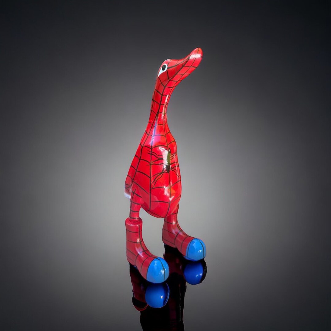 Super Hero Spider-duck Hand Carved Bamboo Duck - Etsy