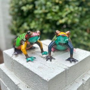Colorful Metal Frog-garden-handmade-yard Art Small Size - Etsy