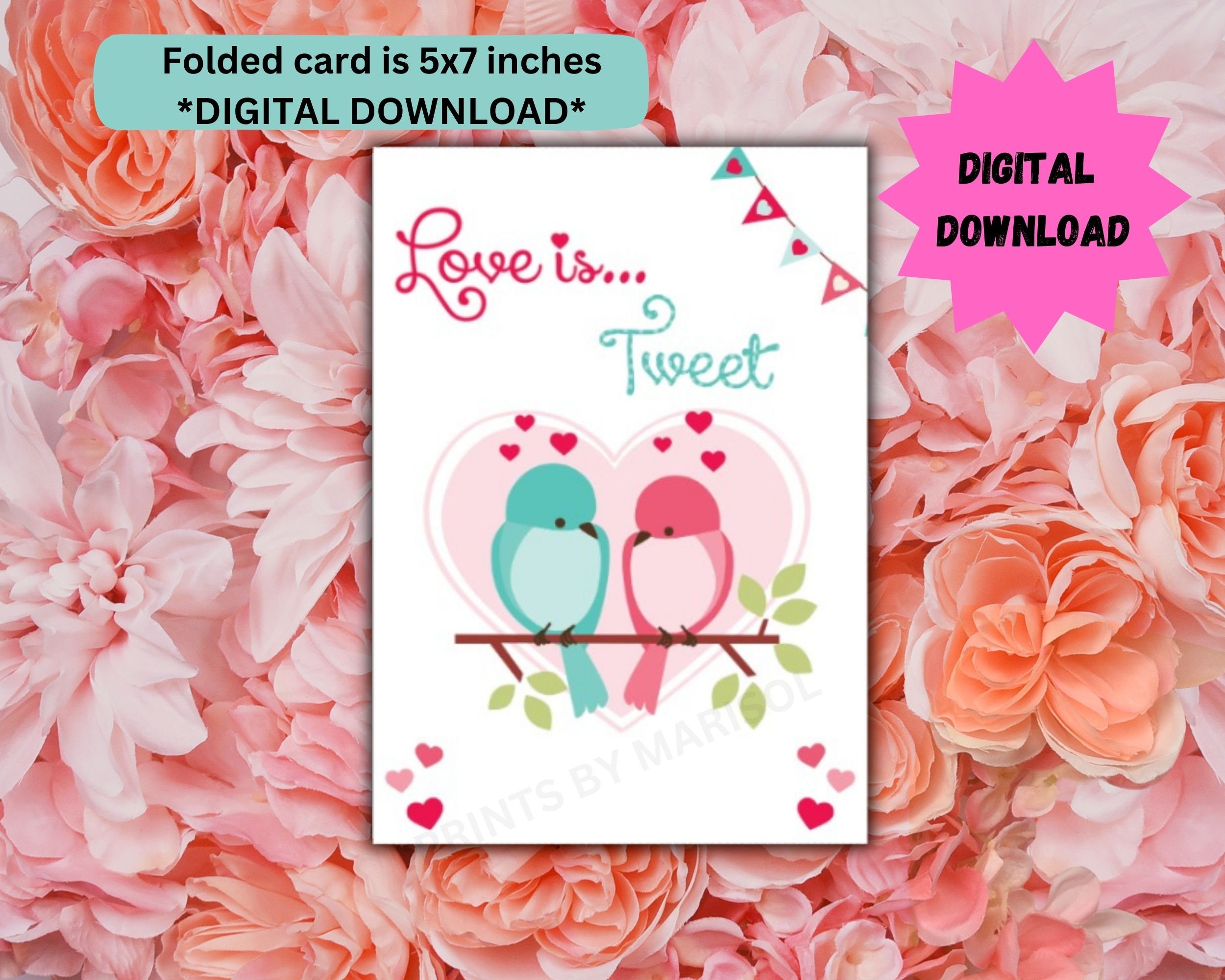 Printable Love is Tweet Greeting Card, Love is Sweet Greeting Card ...