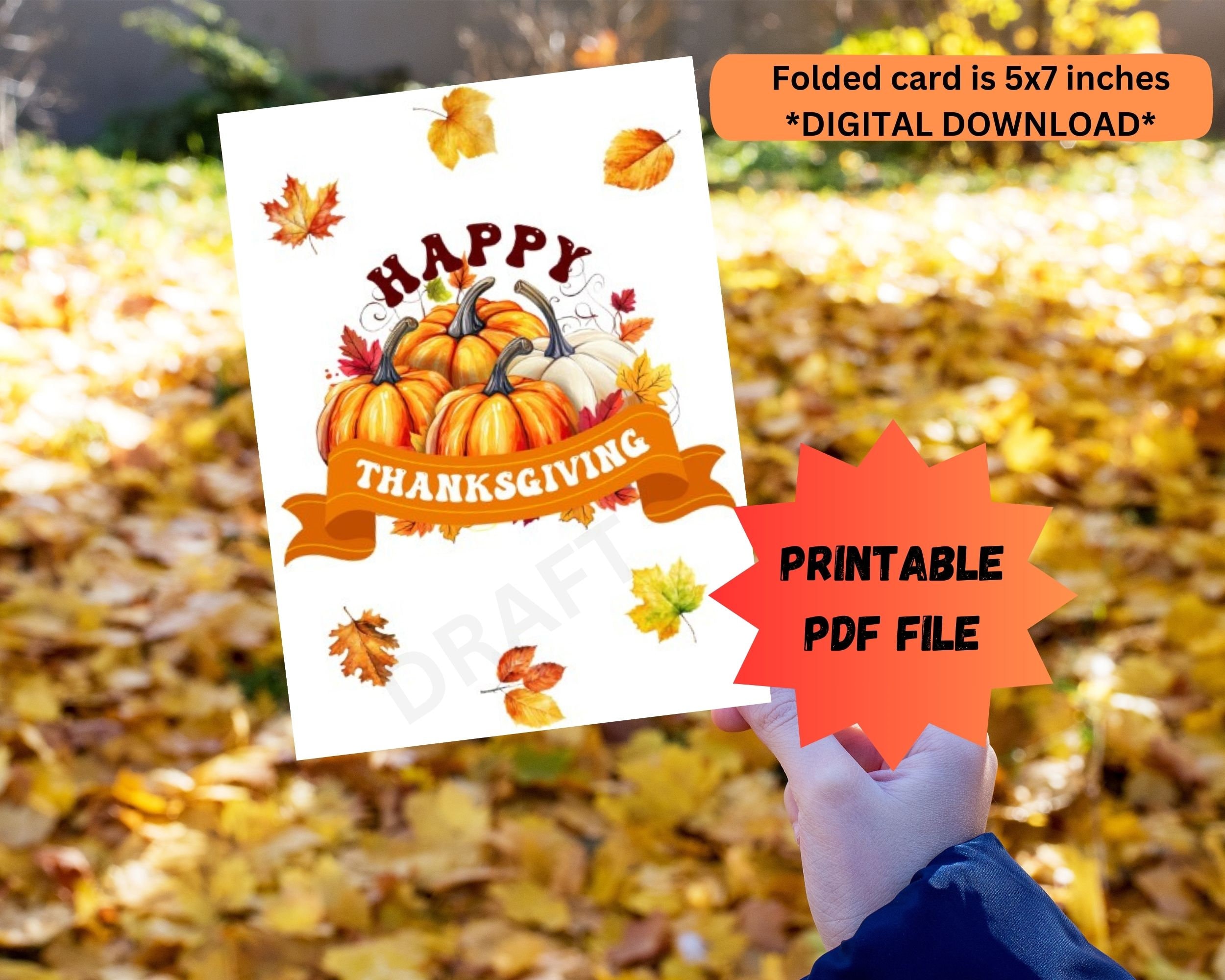 Printable Thanksgiving Card, Digital Download Card, Happy Thanksgiving ...