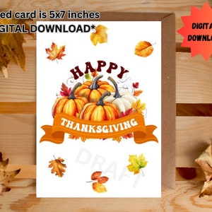 Printable Thanksgiving Card, Digital Download Card, Happy Thanksgiving ...
