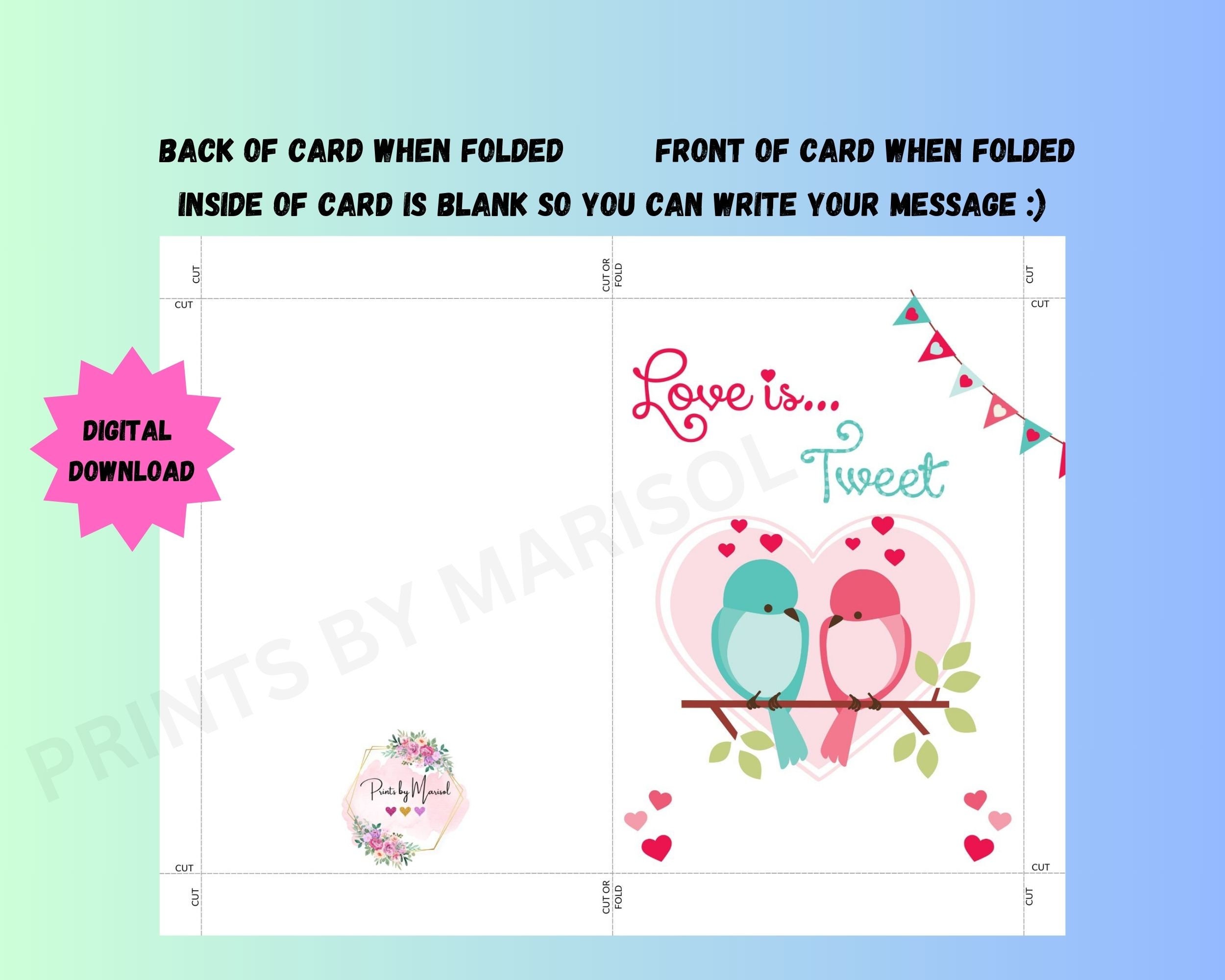 Printable Love is Tweet Greeting Card, Love is Sweet Greeting Card ...