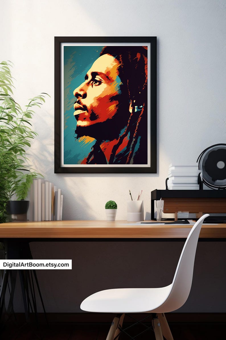 Bob Marley Illustration Digital Art Instant Download, Jamaican Icon ...