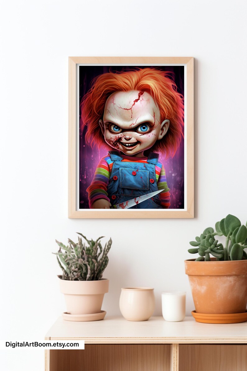 Chucky With Knife Art, Horror Movie, Boy With Red Hair, Instant ...