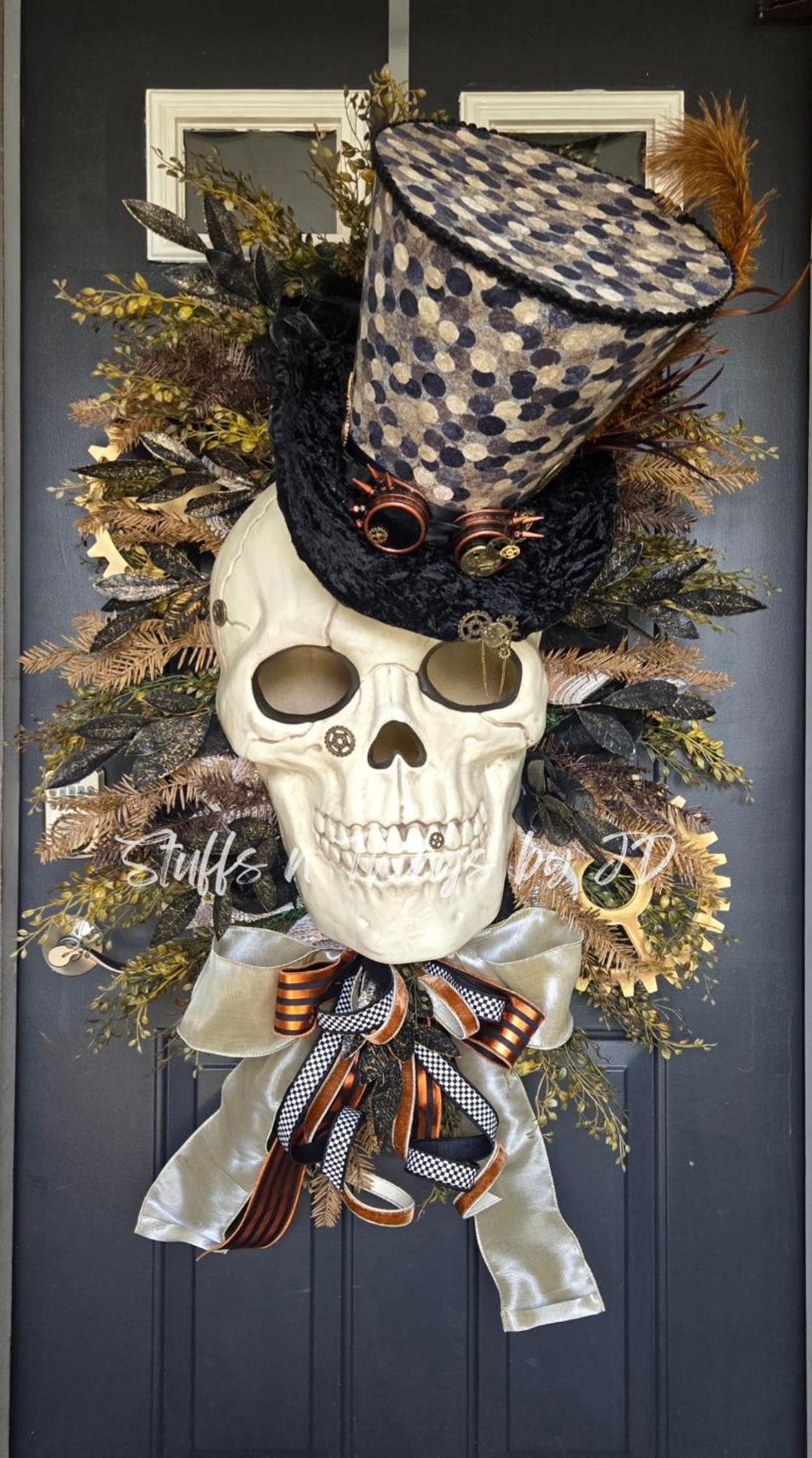 Giant Steampunk Skull Wreath: 55" Halloween Skeleton Door Decor - Etsy