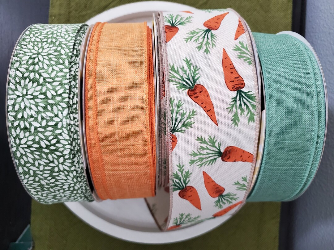Spring Wired Ribbon Bundle: Easter Carrot, Floral, Canvas Ribbon - Etsy