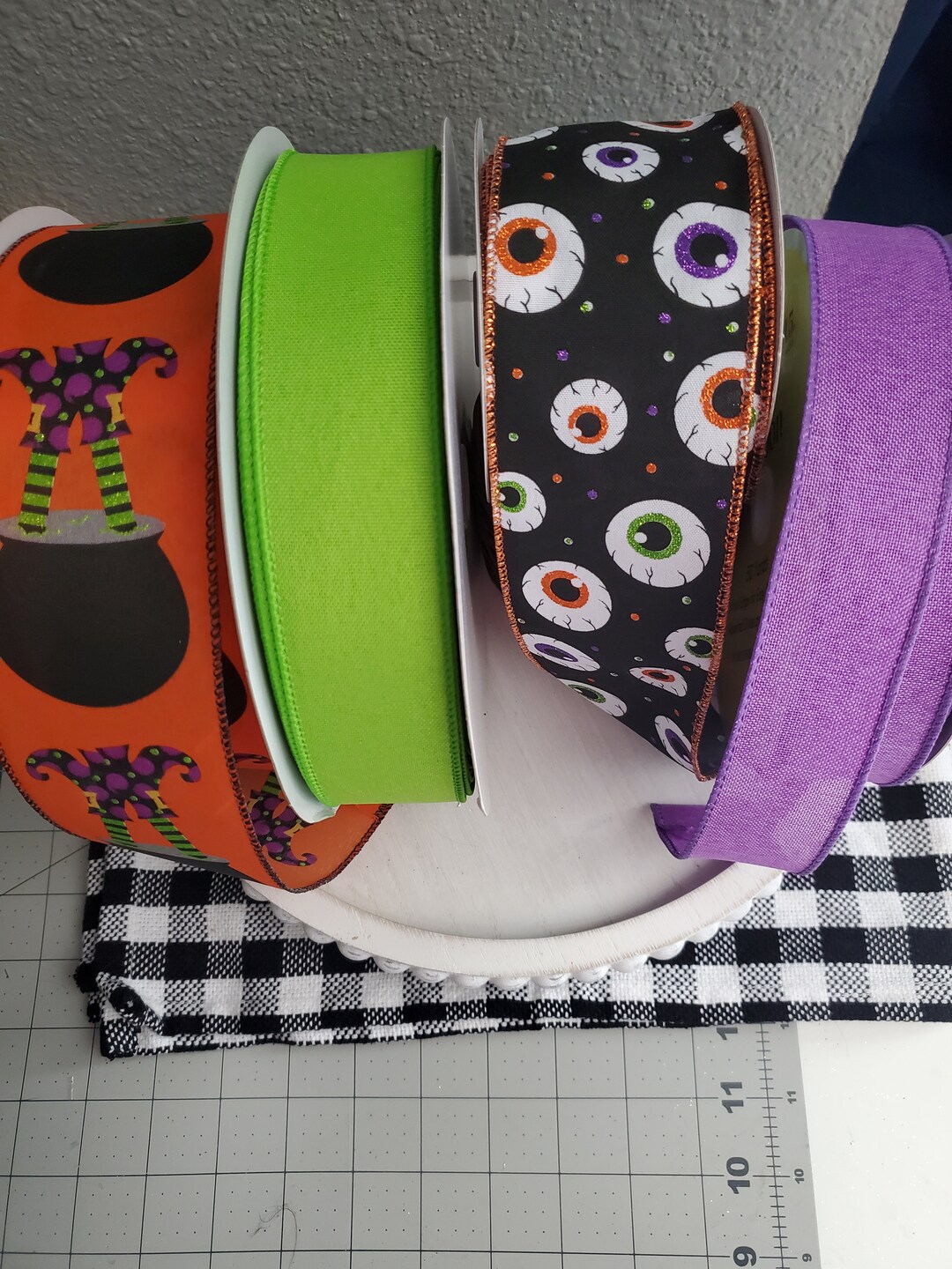 Colorful Halloween Ribbon Bundle Witch, Eyeball, Green, Purple & Orange ...