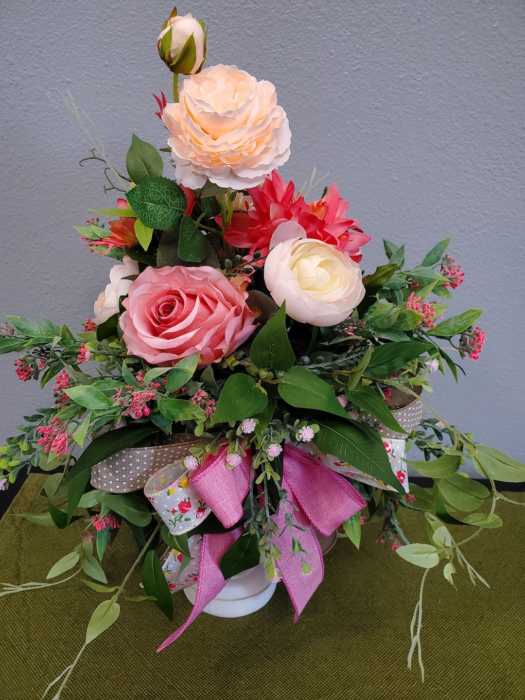Floral Candlestick Arrangement, Wedding Table Decor, Spring Cottage ...