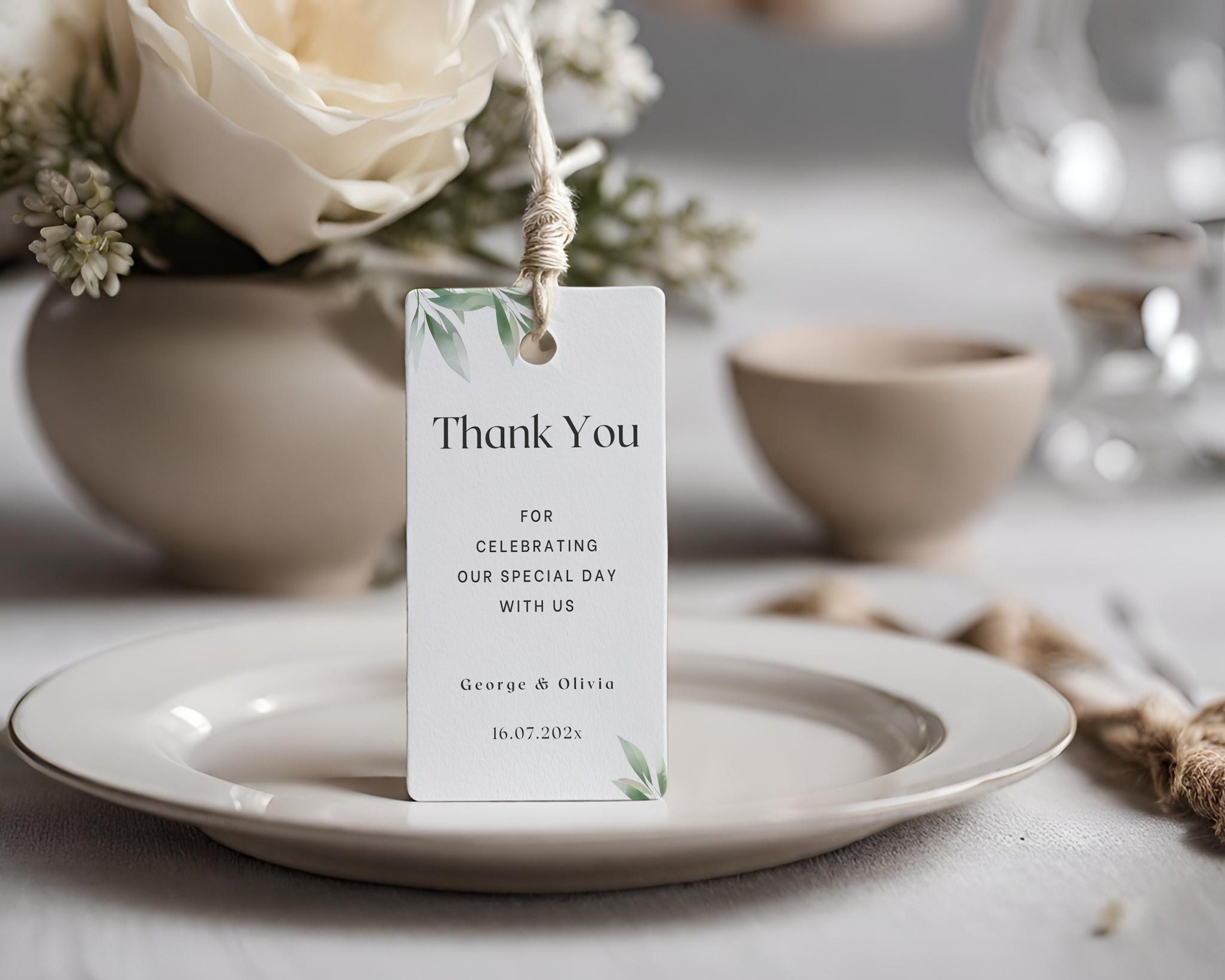Greenery Wedding Gift Tag Template Editable Canva Engagement Gift Tag ...