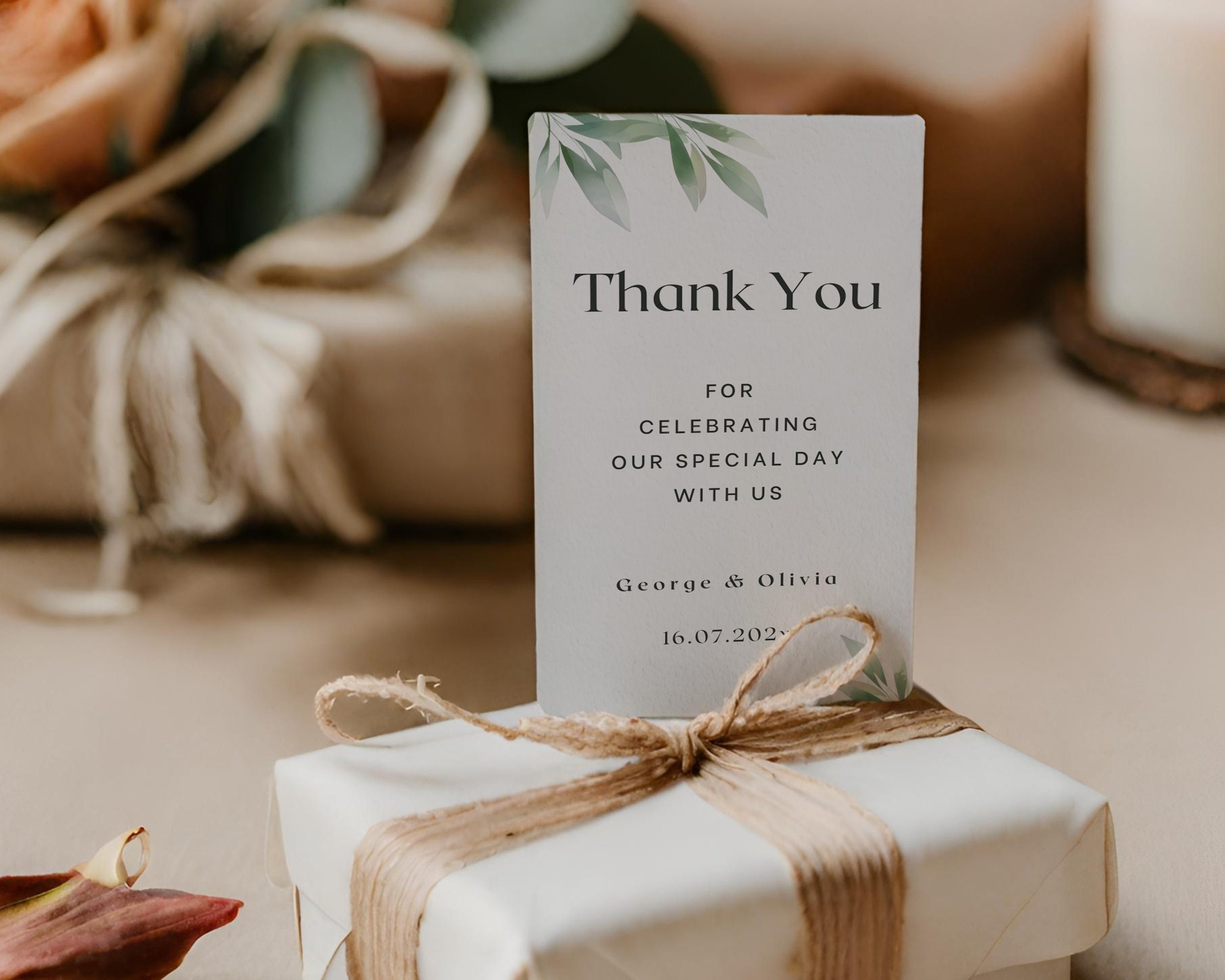 Greenery Wedding Gift Tag Template Editable Canva Engagement Gift Tag ...