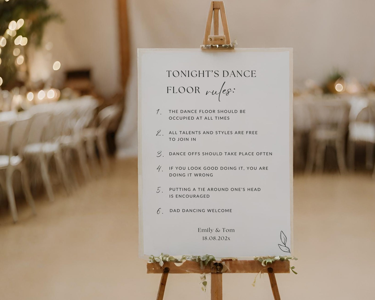 Wedding Dance Floor Rules Sign Template 5 Different Sizes Editable ...