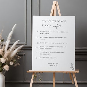 Wedding Dance Floor Rules Sign Template 5 Different Sizes Editable ...