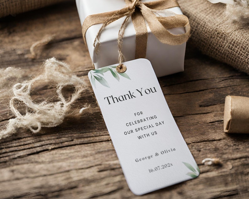 Greenery Wedding Gift Tag Template Editable Canva Engagement Gift Tag ...