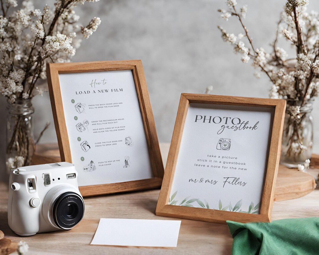 Photobook Elegant Wedding Sign Polaroid Template Editable Canva Minimal ...