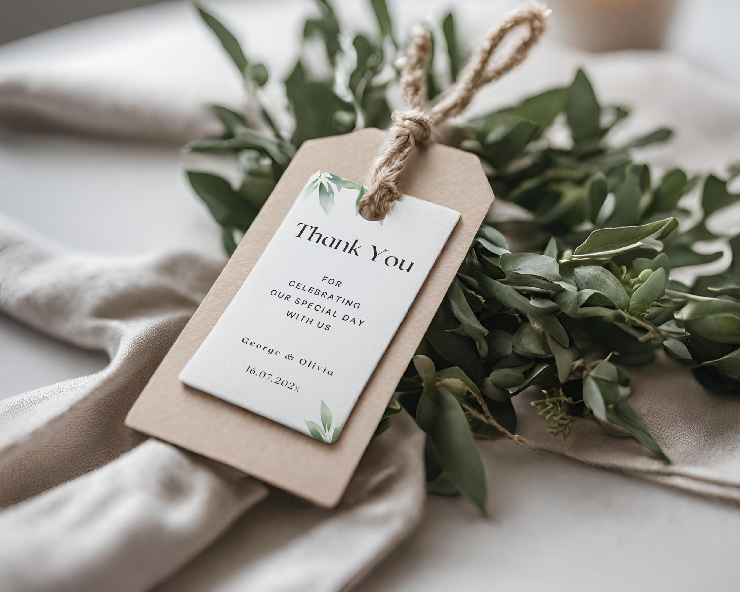 Greenery Wedding Gift Tag Template Editable Canva Engagement Gift Tag ...