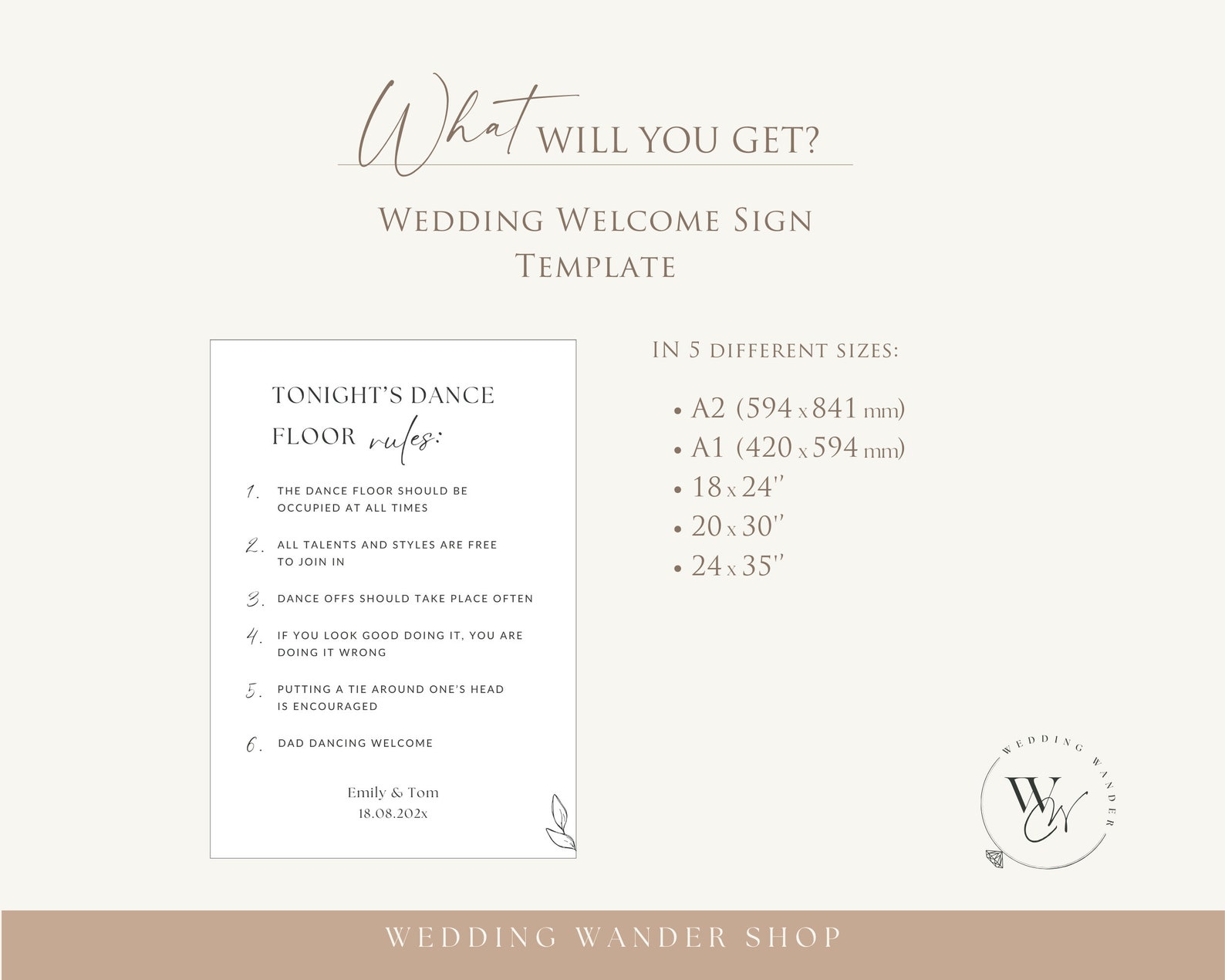 Wedding Dance Floor Rules Sign Template 5 Different Sizes Editable ...