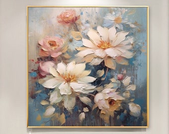 Abstract Blossom Flower Oil Painting on Canvas, Large Wall Art ...