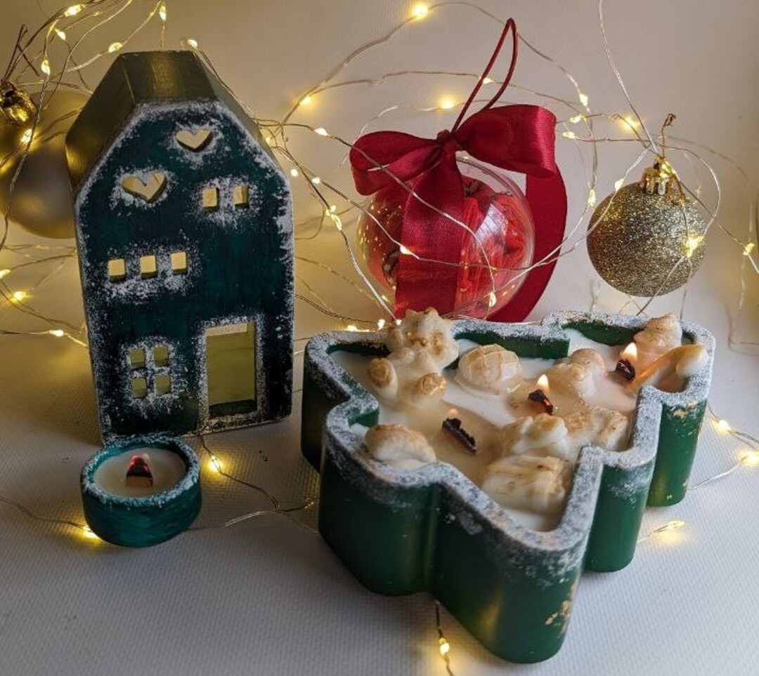 Box Christmas Set Gift Decor for Christmas Tree Candles and Candlestick ...