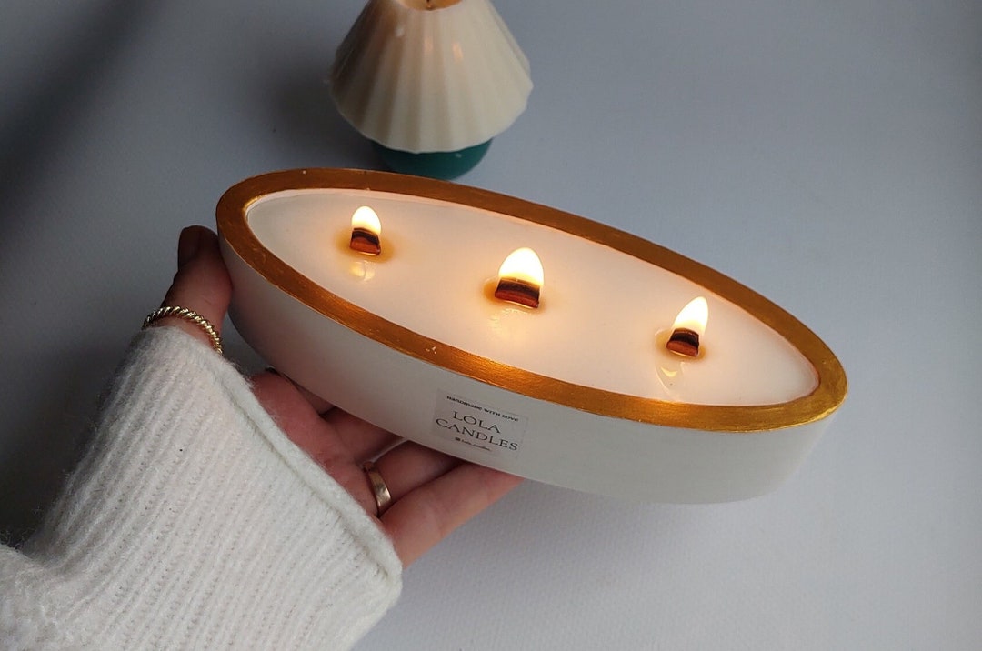 Aroma Candles Oval White With Gold Christmas Gift Decor Indoor - Etsy
