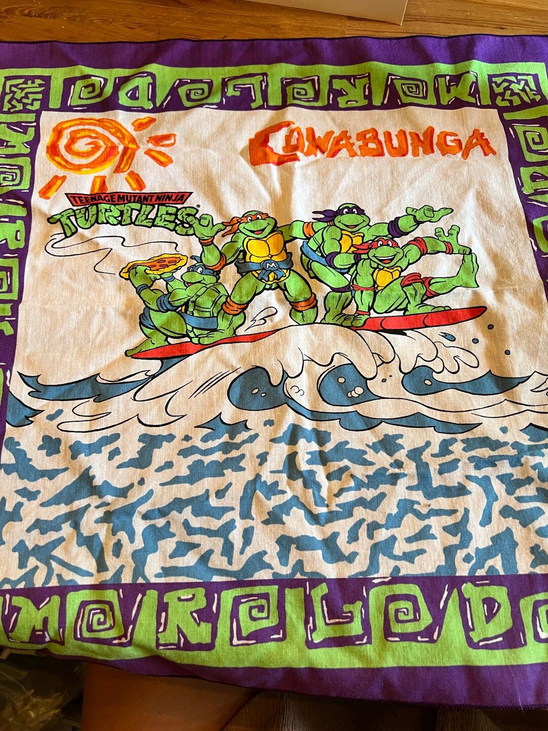 Vtg 1990 Teenage Mutant Ninja Turtles TMNT Cowabunga Bandanna ...