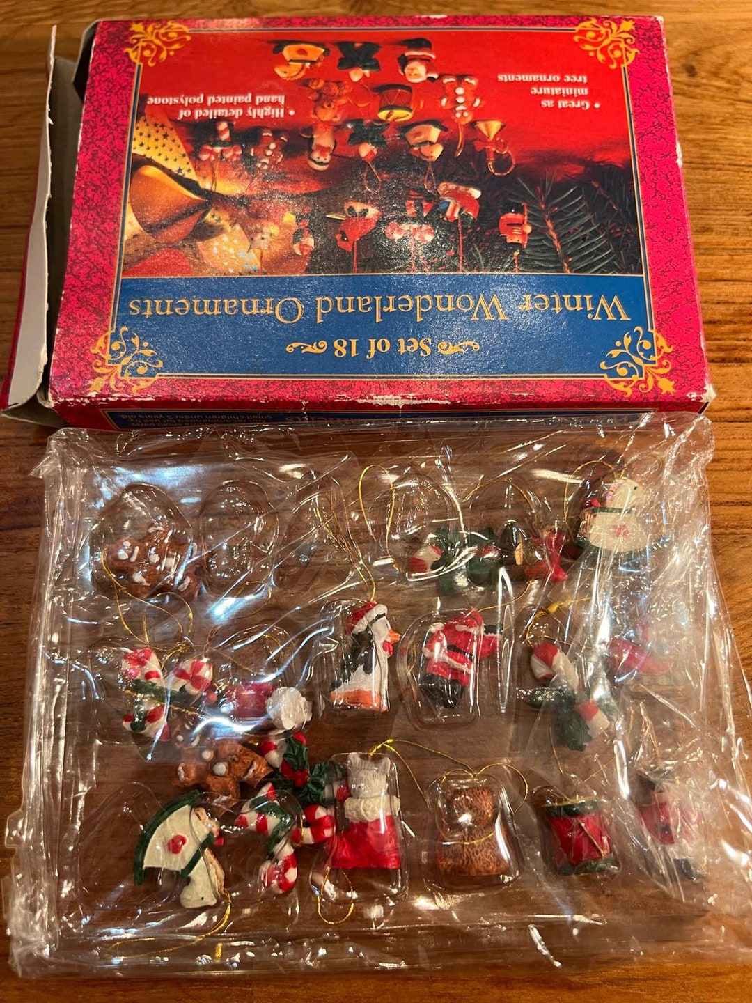 Set of 18 Mini Winter Wonderland Christmas Ornaments Hand Painted ...