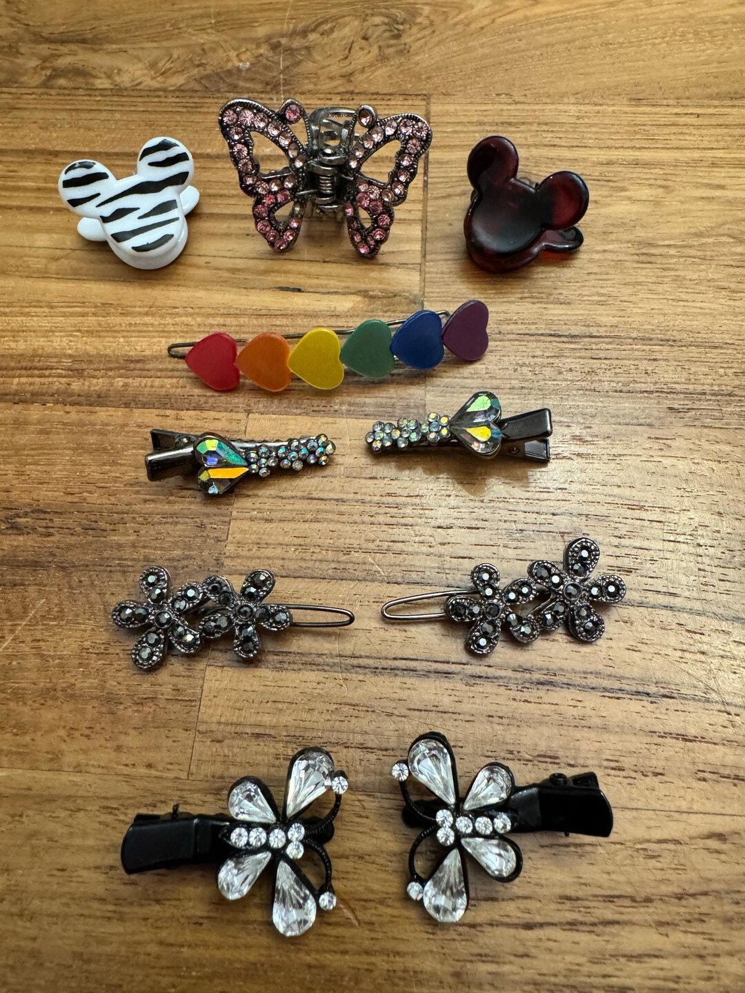 Lot of Vintage Hair Clips Mickey Butterfly Rainbow Bejeweled Clips - Etsy